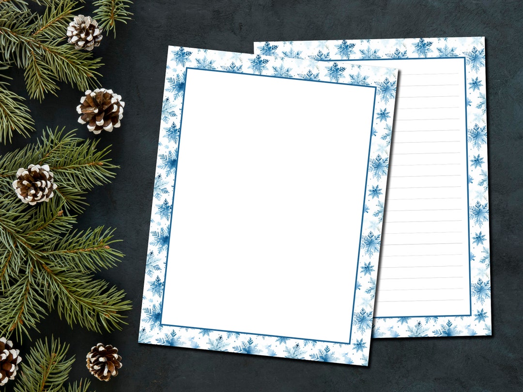 Printable Christmas Stationery Digital Download - Watercolor Snowflakes ...