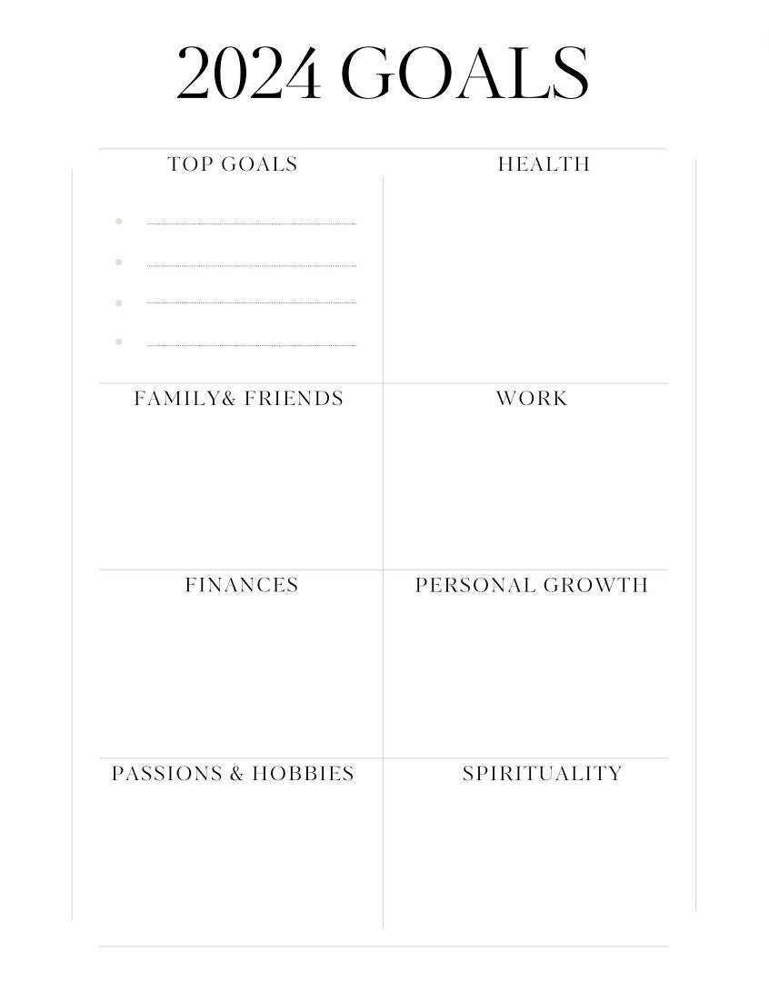 Minimal 2024 New Year Goals, Vision Board, Planner, Digital ...