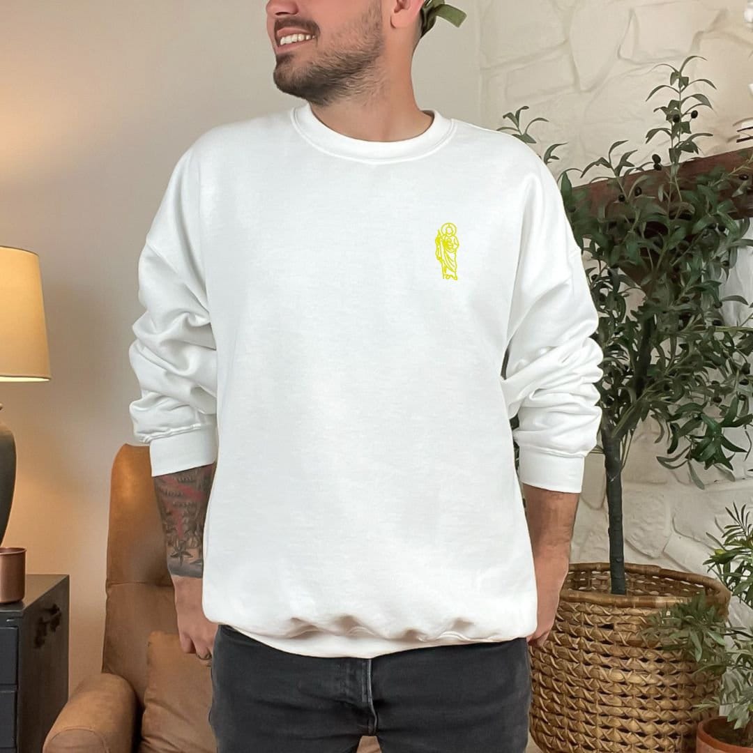 San Judas Tadeo Embroidery Sweater - Handcrafted Mexican Art - Unique ...