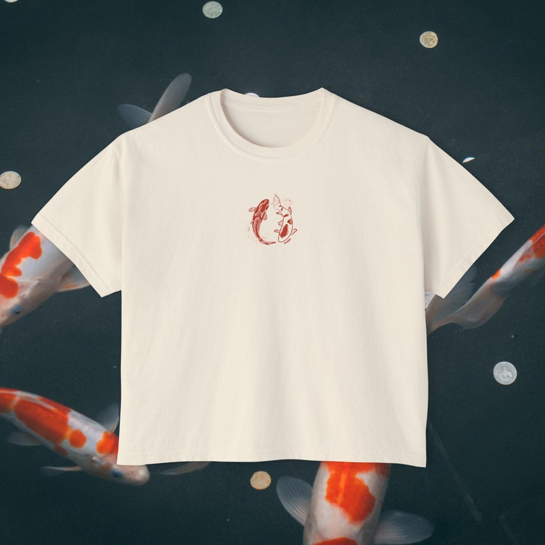 Koi Fish Oversized Cropped T-shirt Gift for Japanese Koi Fish Lovers ...