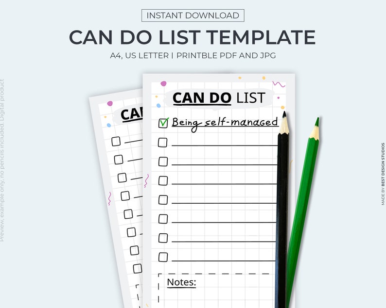 Checklist Blank Template Printable & Fillable Simple Tasks Checklist to ...