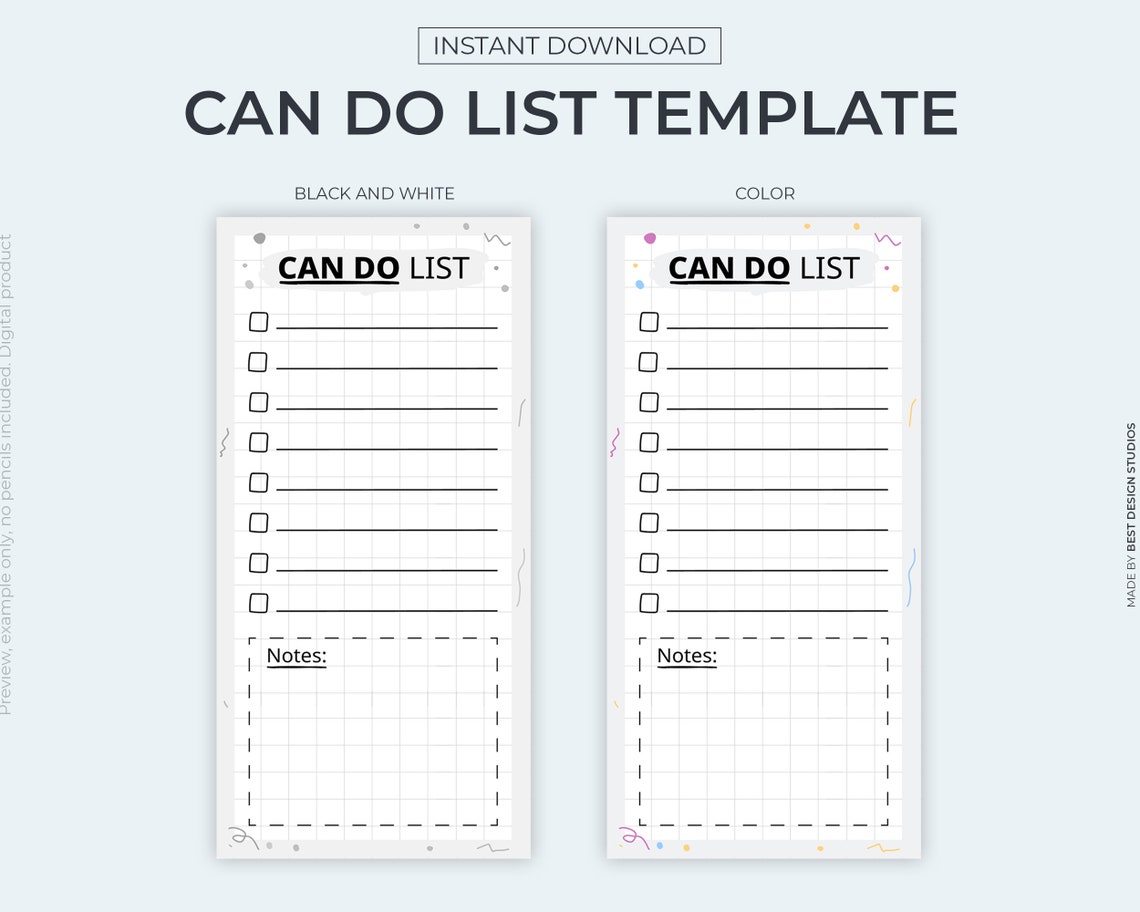 Checklist Blank Template Printable & Fillable Simple Tasks Checklist to ...
