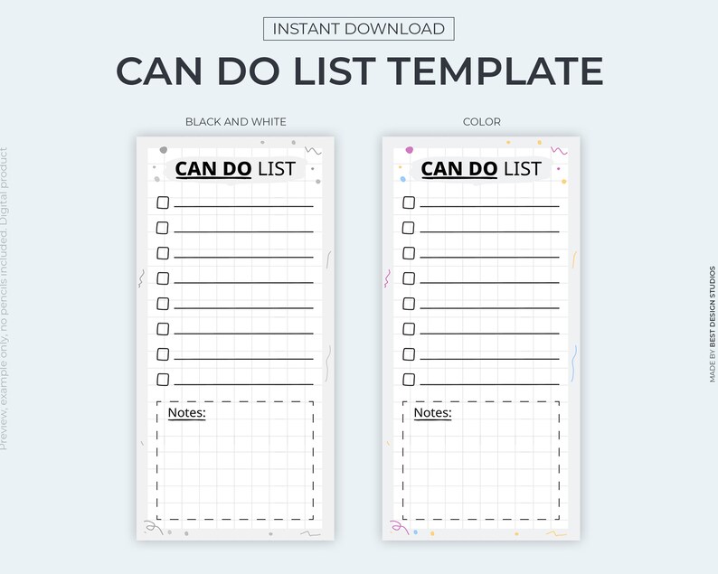 Checklist Blank Template Printable & Fillable Simple Tasks Checklist to ...