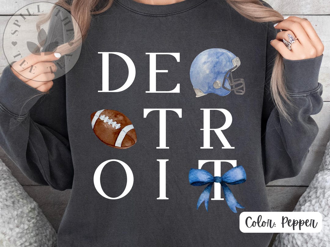 Detroit Football Crewneck Sweatshirt: Lion Mascot, Unisex Game Day ...