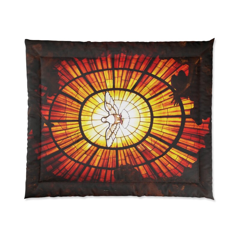 Sacred Elegance: DOVE of the HOLY SPIRIT Stained Glass Comforter for a ...
