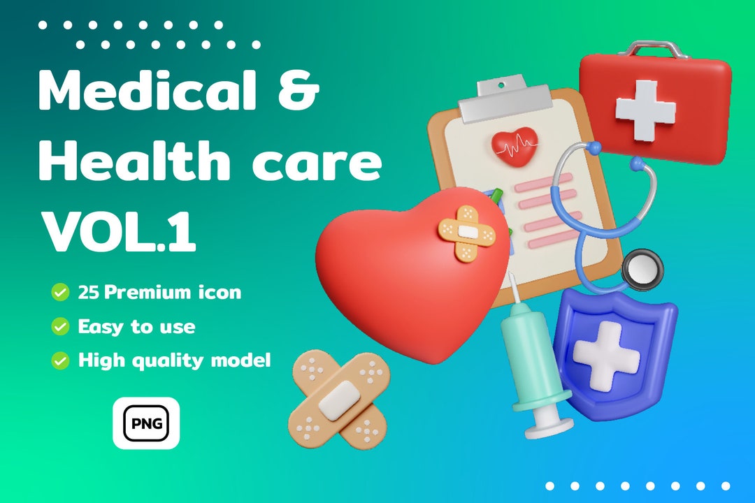 Cute 3D Medical Healthy. Icon Set Pack Illustration Transparent PNG - Etsy