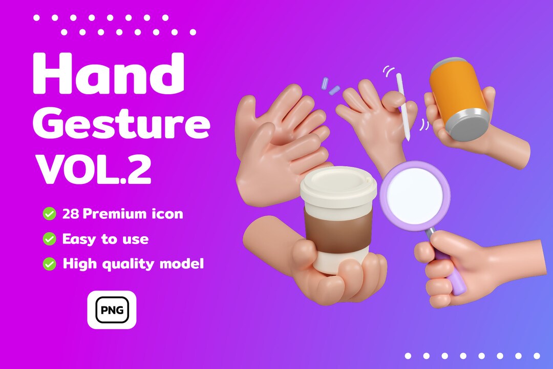 Cute 3D Hand Gesture.icon Set Pack Illustration Transparent PNG - Etsy