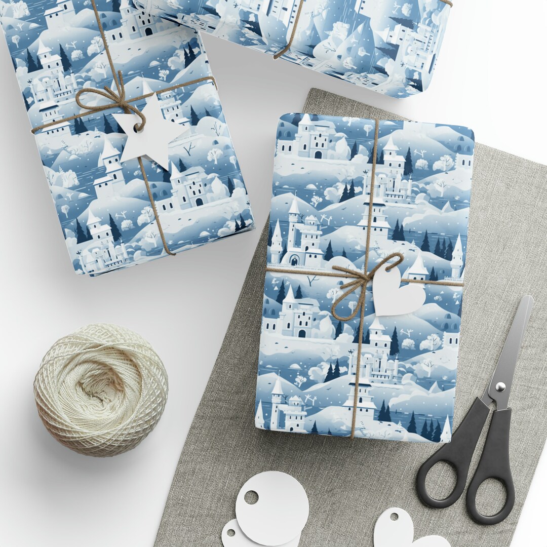 Winter Castles in Snowy Hills Christmas Wrapping Paper Rolls 30 36 30 X ...