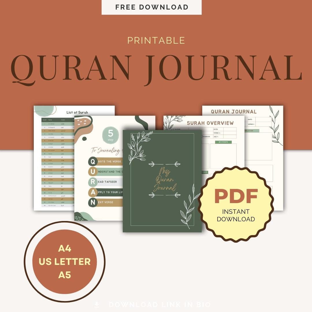 Quran Journal Template for Islamic Reflection | Digital Daily Quran ...