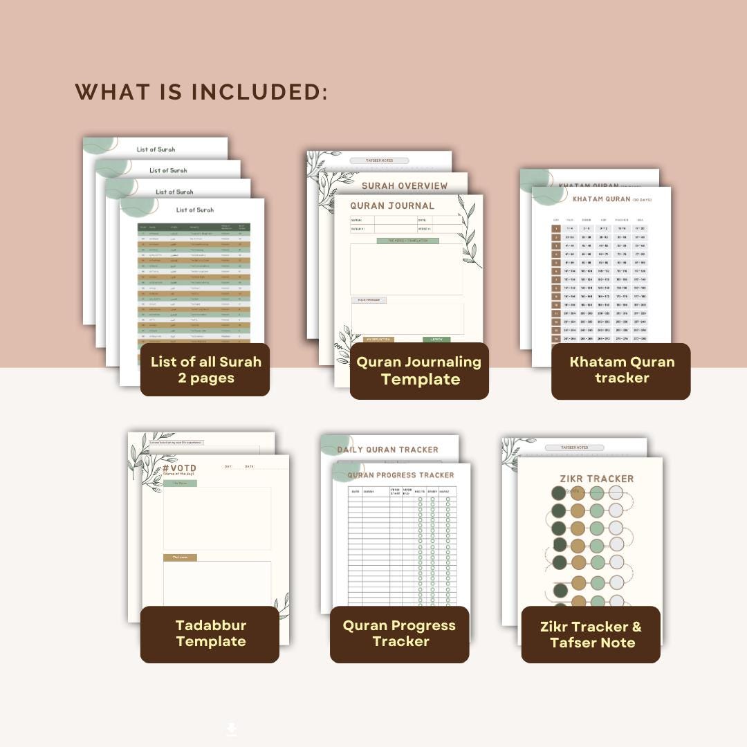 Quran Journal Template for Islamic Reflection | Digital Daily Quran ...
