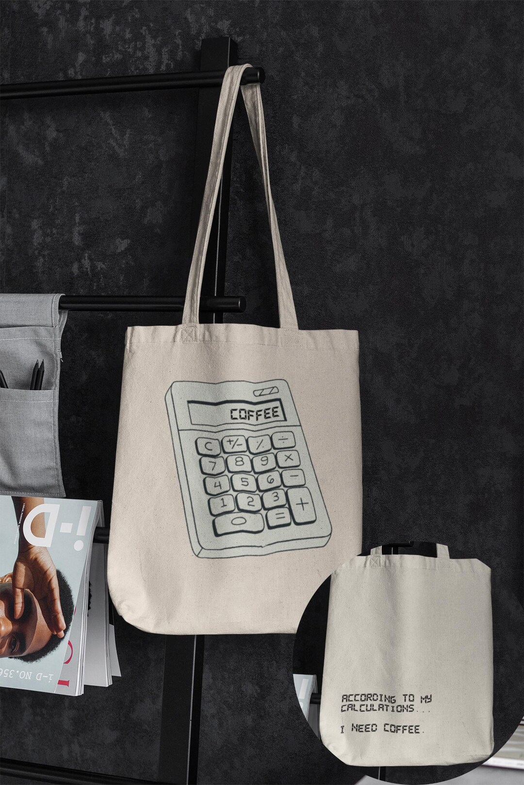 Funny Coffee Calculator Tote Bag - Math Nerd Coffee Lover Gift Classic ...