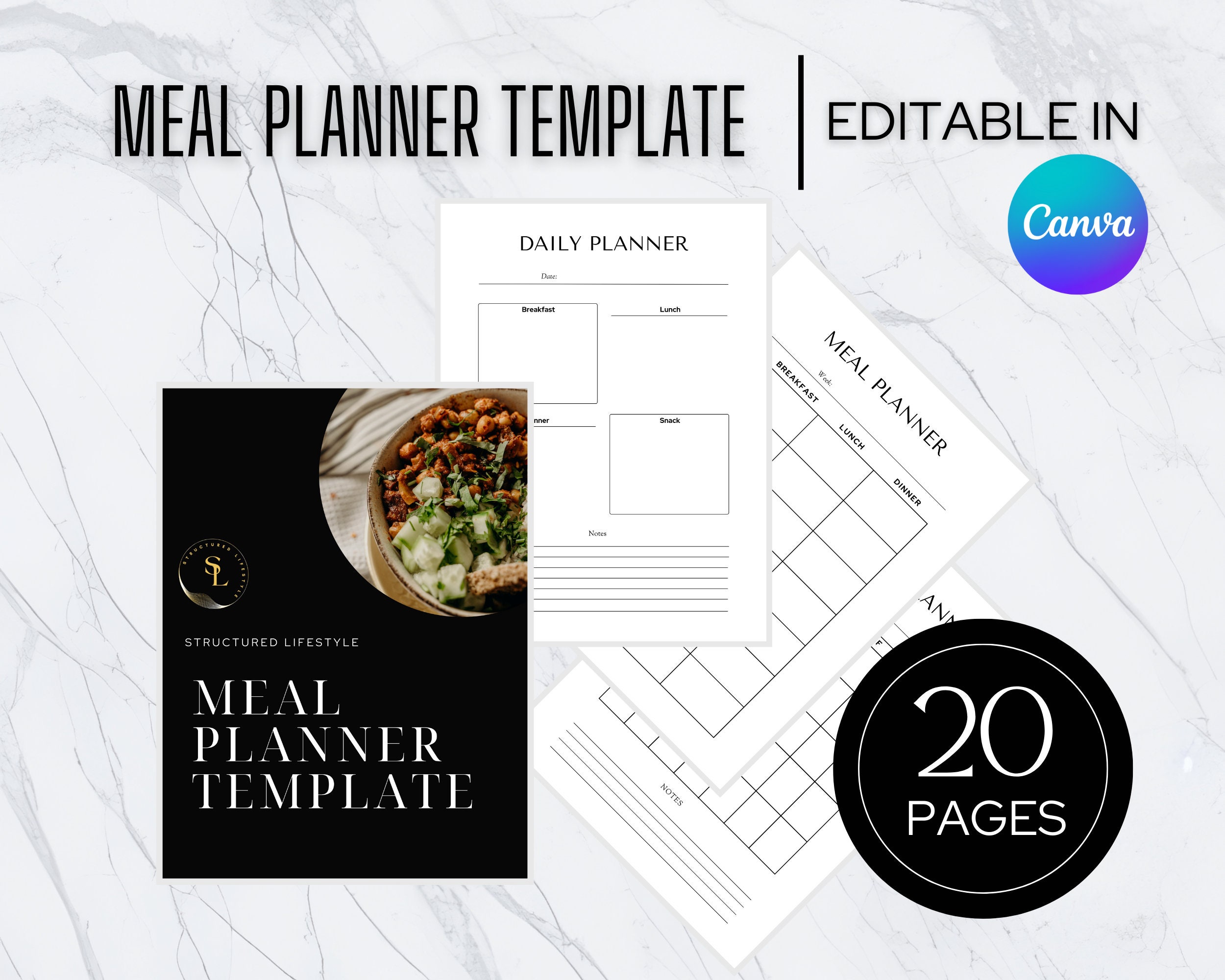Meal Planner Template | Editable Meal Planner | Printable Template ...