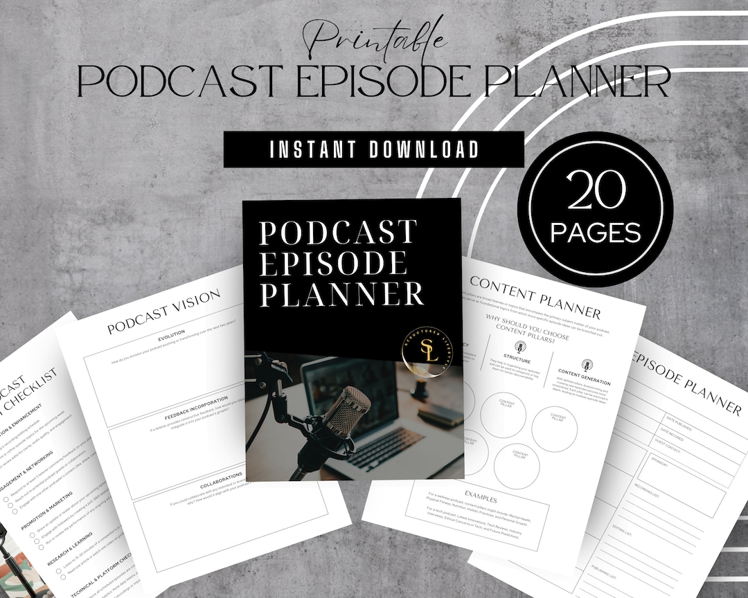 Printable Podcast Planner | Content Planner | Podcast Episode Planner ...