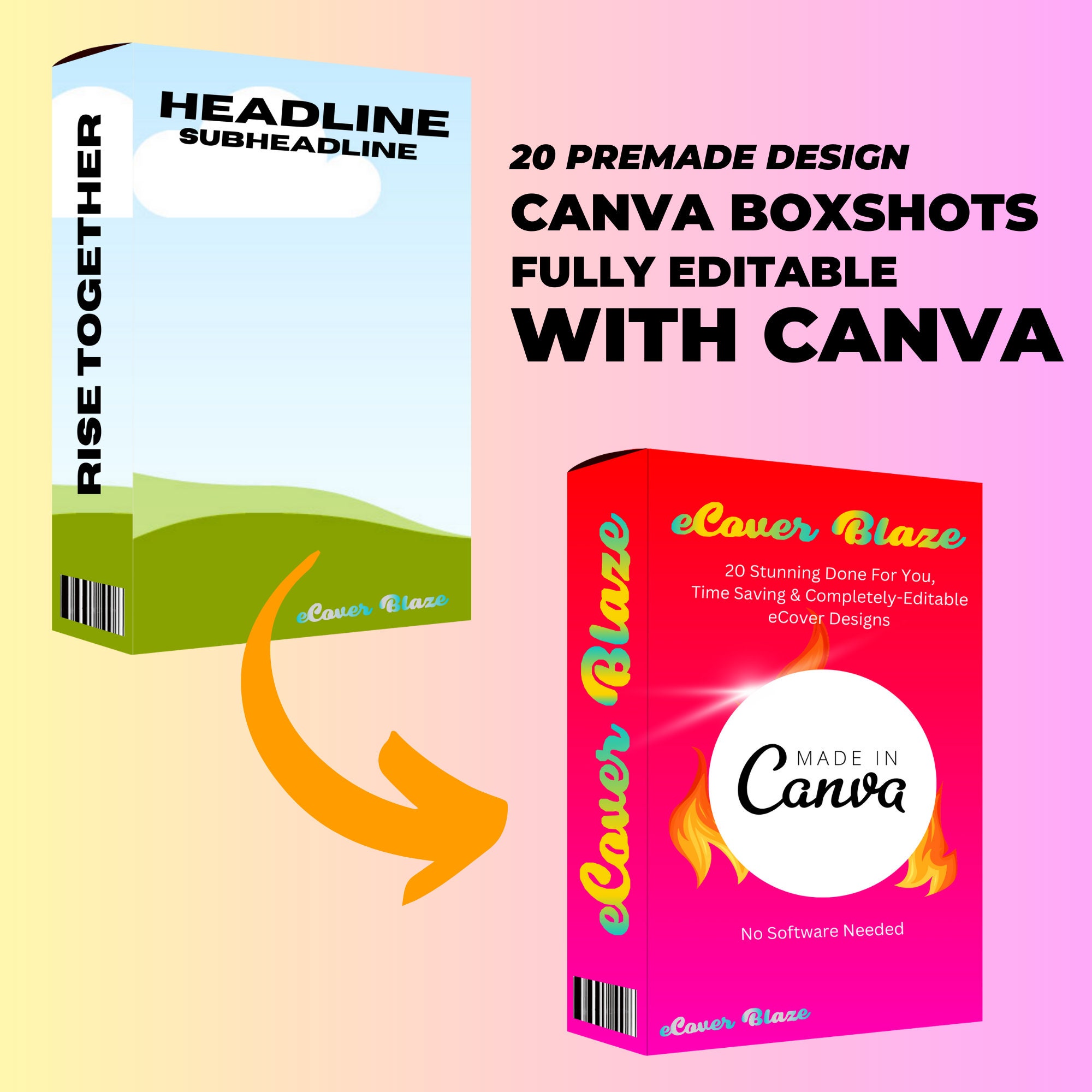 Canva Ecover , Boxshot , Product Cover, Product Mockup, Canva Digital ...