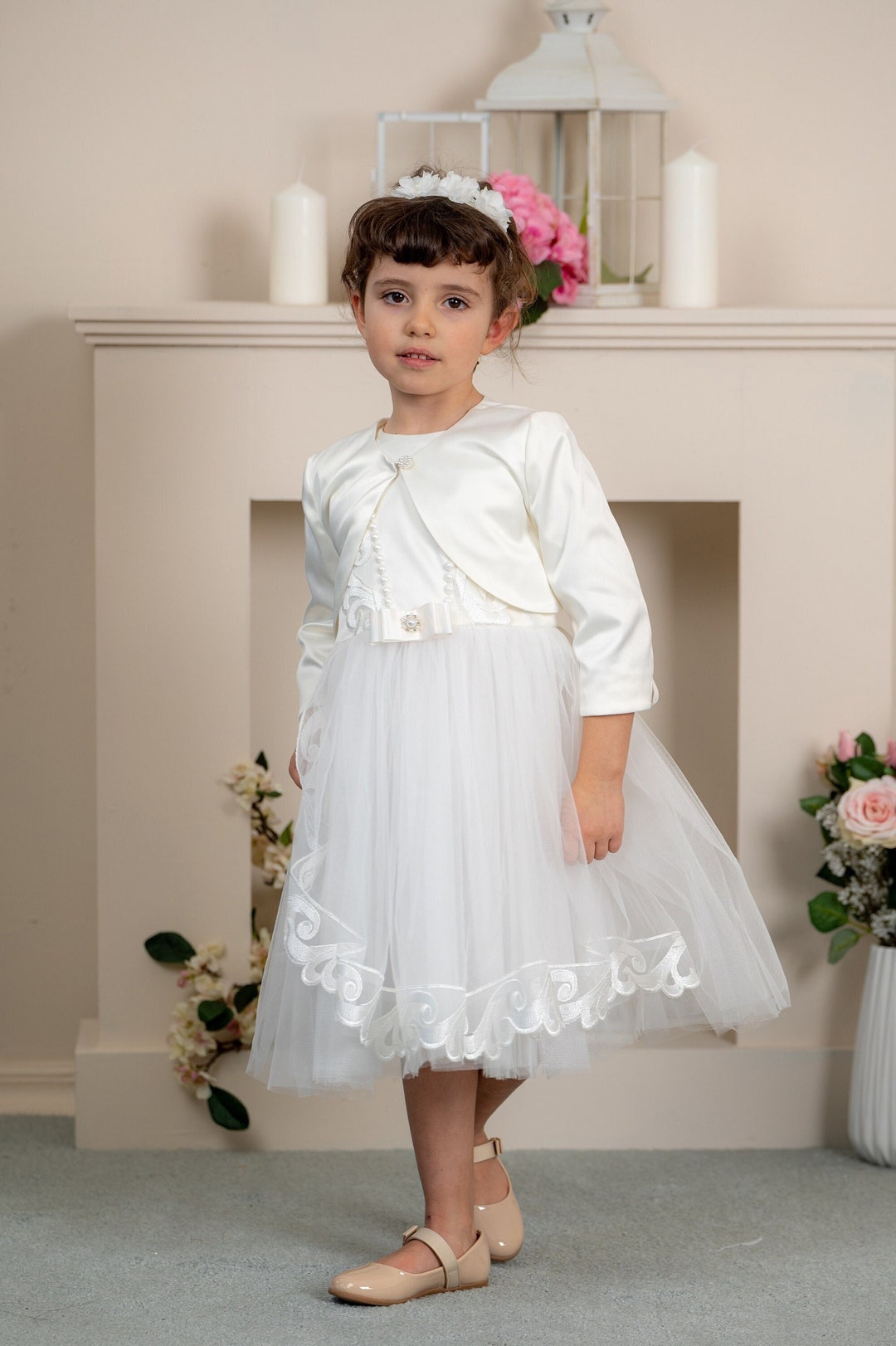 Flower Girl Bolero,first Communion Bolero,ivory Flowergirl Bolero ...