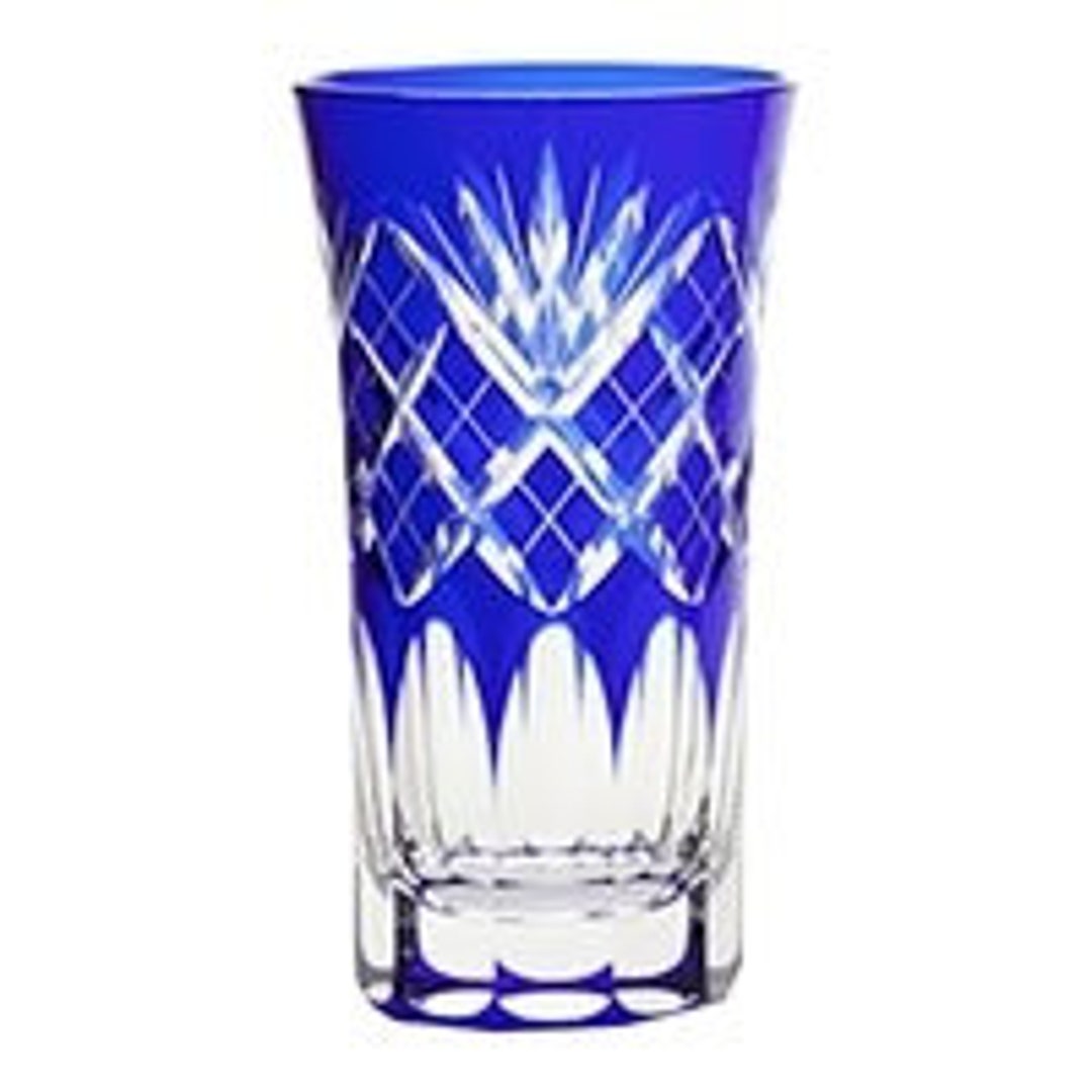 Luxury Edo Kiriko Glass Kenyarai-pattern Tumbler Glass Lapis Lazuli ...