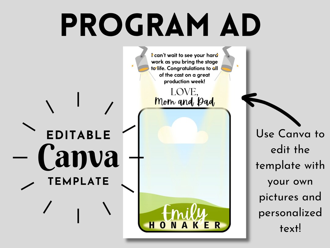 Editable Ad for Program/playbill - Editable Canva Design! for Color or ...