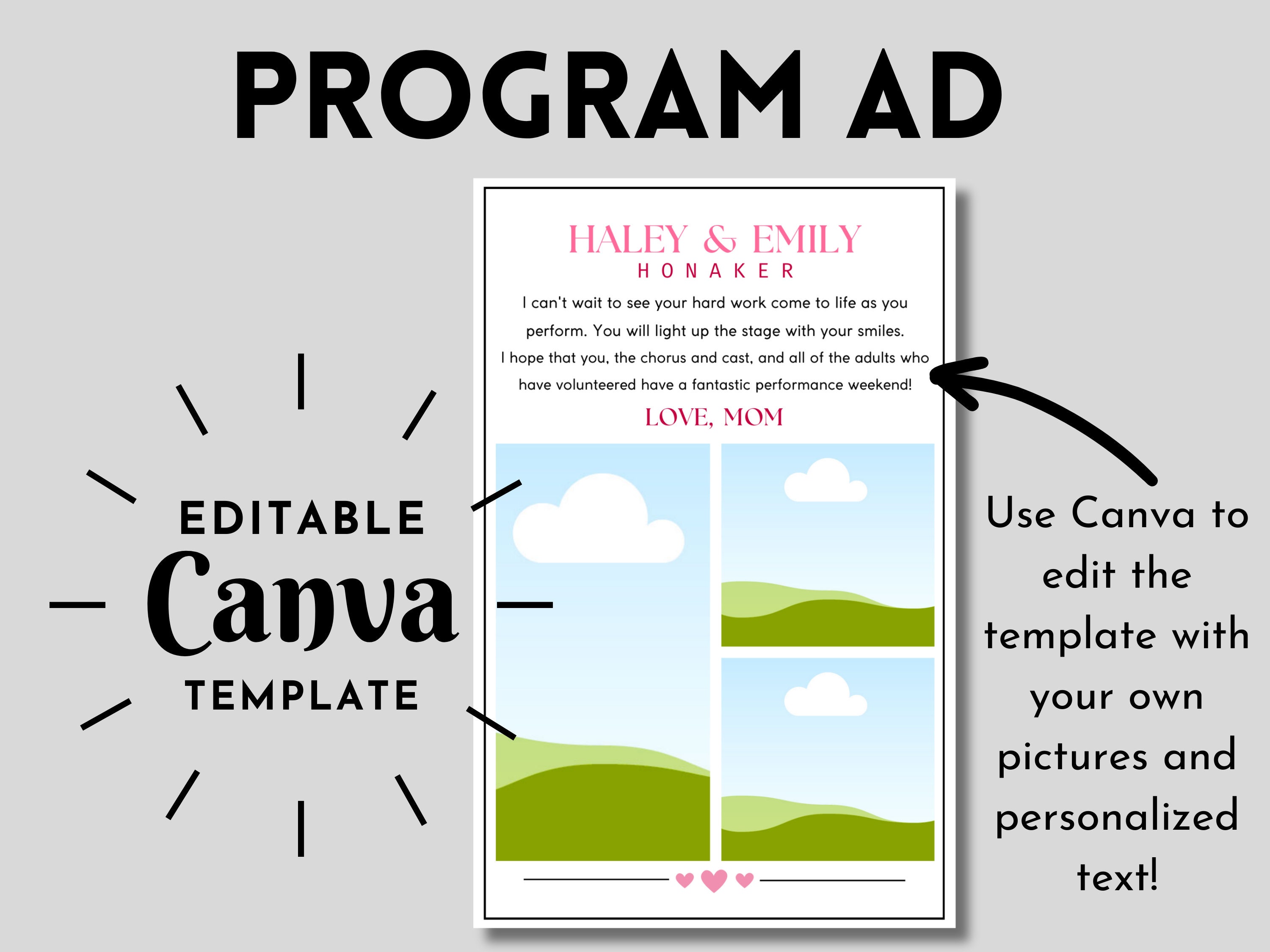 Editable Canva Ad Design for Program/playbill -for Color or Black/white ...