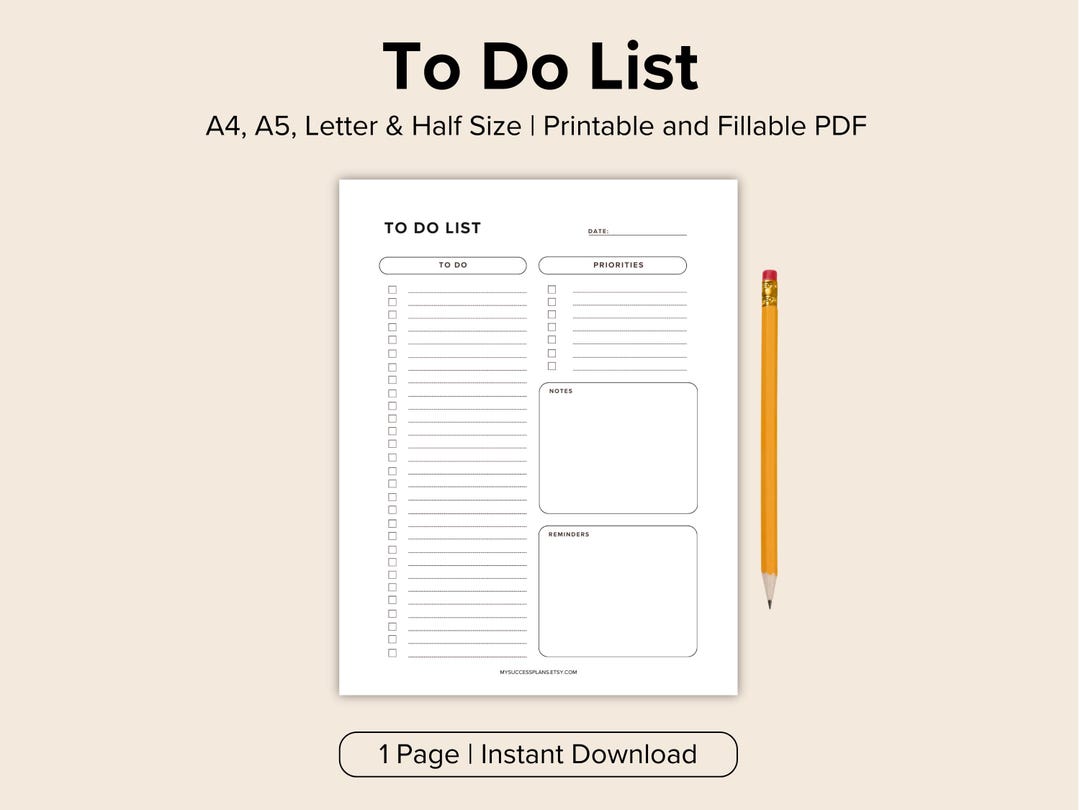 To Do List Printable, Minimalist to Do List, Simple Tasks List Template ...
