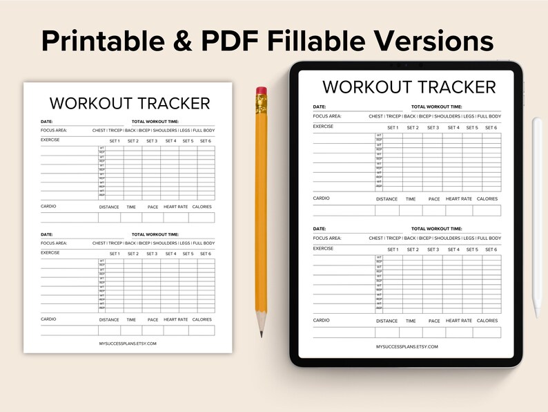 Workout Tracker Printable, Daily Exercise Log, Fitness Journal, Workout ...