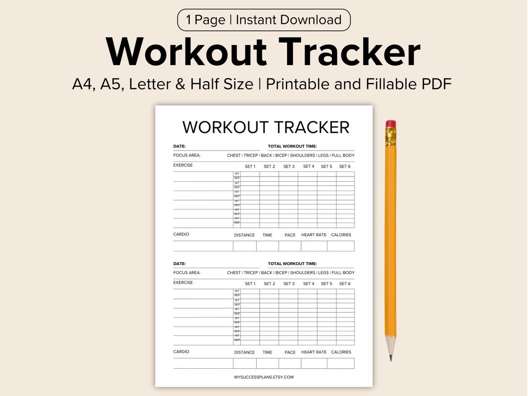 Workout Tracker Printable, Daily Exercise Log, Fitness Journal, Workout ...