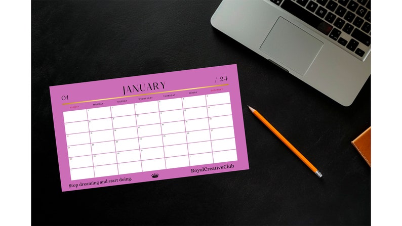 Printable Purple Minimalist Calendar 2024 Monthly Planner 2024 Calendar ...