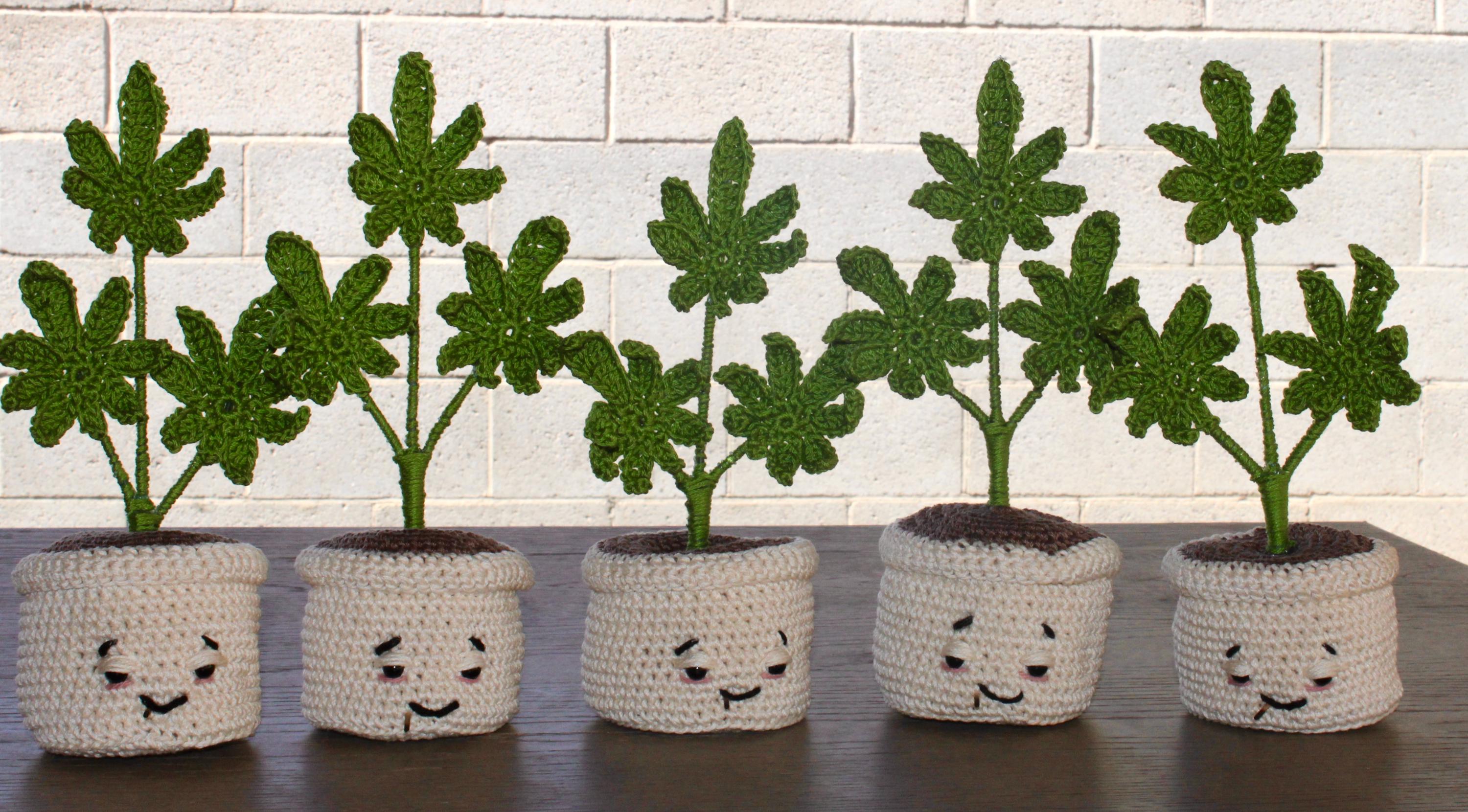Crochet Cannabis Plant, Potted Weed Plant, Home Decor, Crochet Accent ...