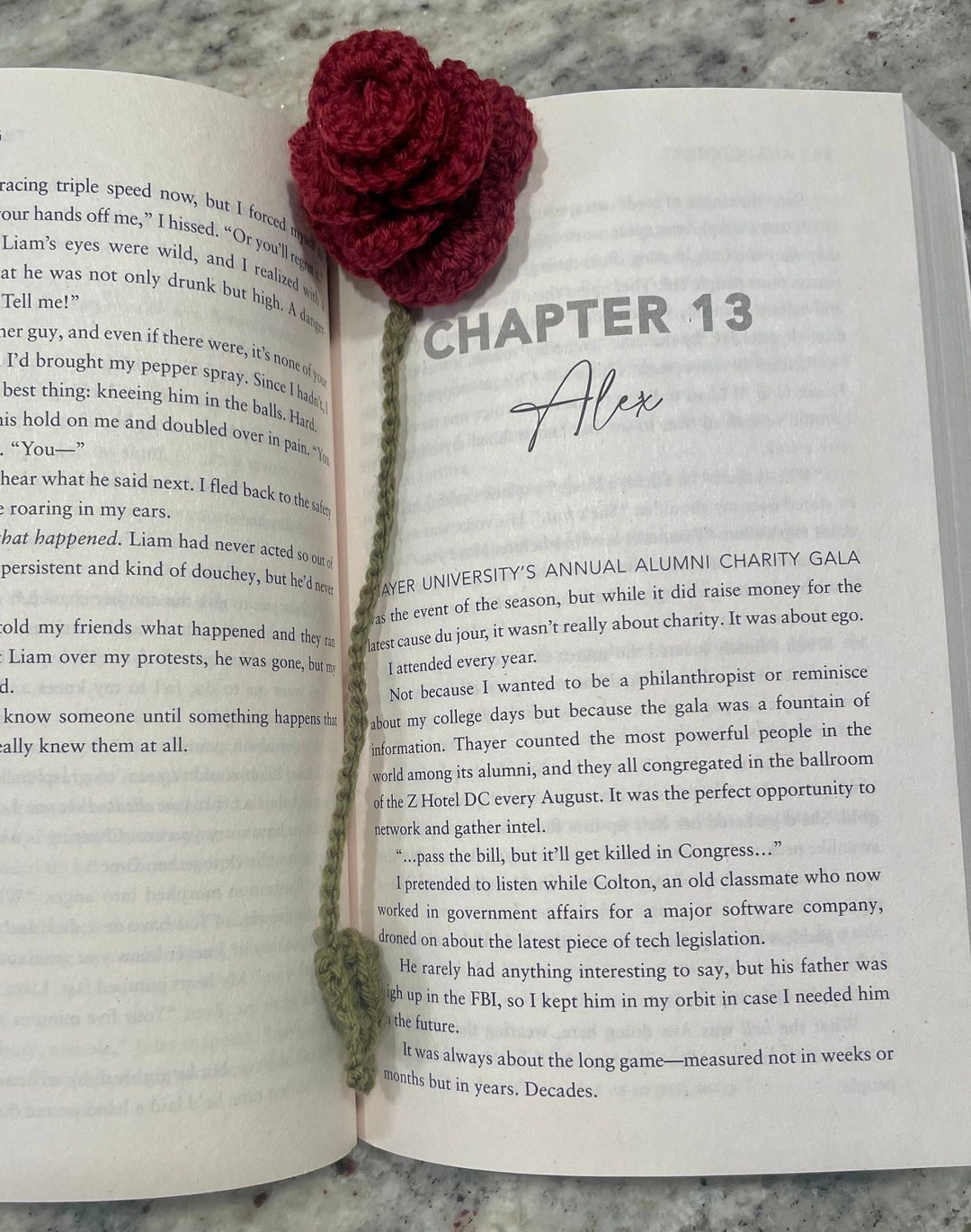 Crochet Rose Bookmark Book Accent Book Lovers Roses Valentine's Day ...