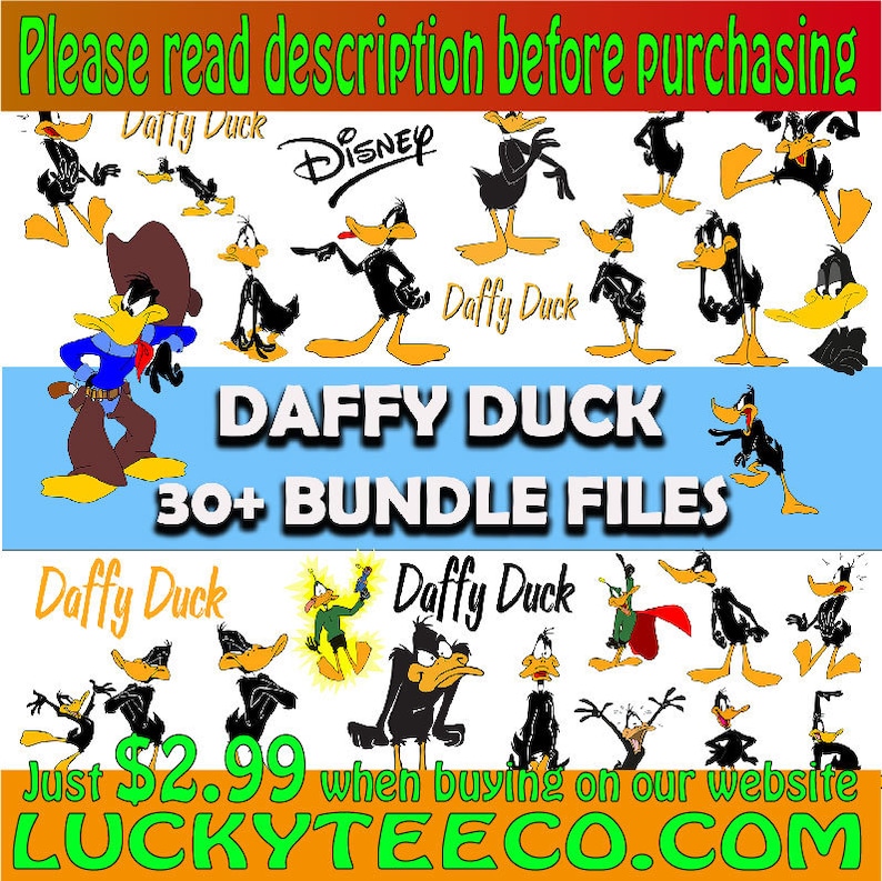30 Daffy Duck Svg MEGA BUNDLE, Baby Daffy Duck, Looney Tunes Svg ...