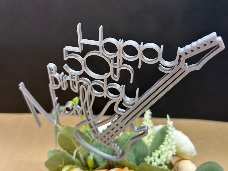 Guitar Cake Topper Personalised Name Age Guitar Guitar - Etsy