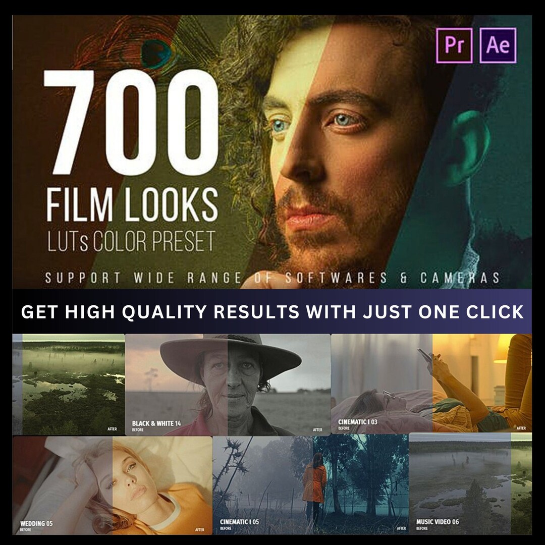 700 Film Looks LUT Color Preset Bundle premiere Pro After - Etsy