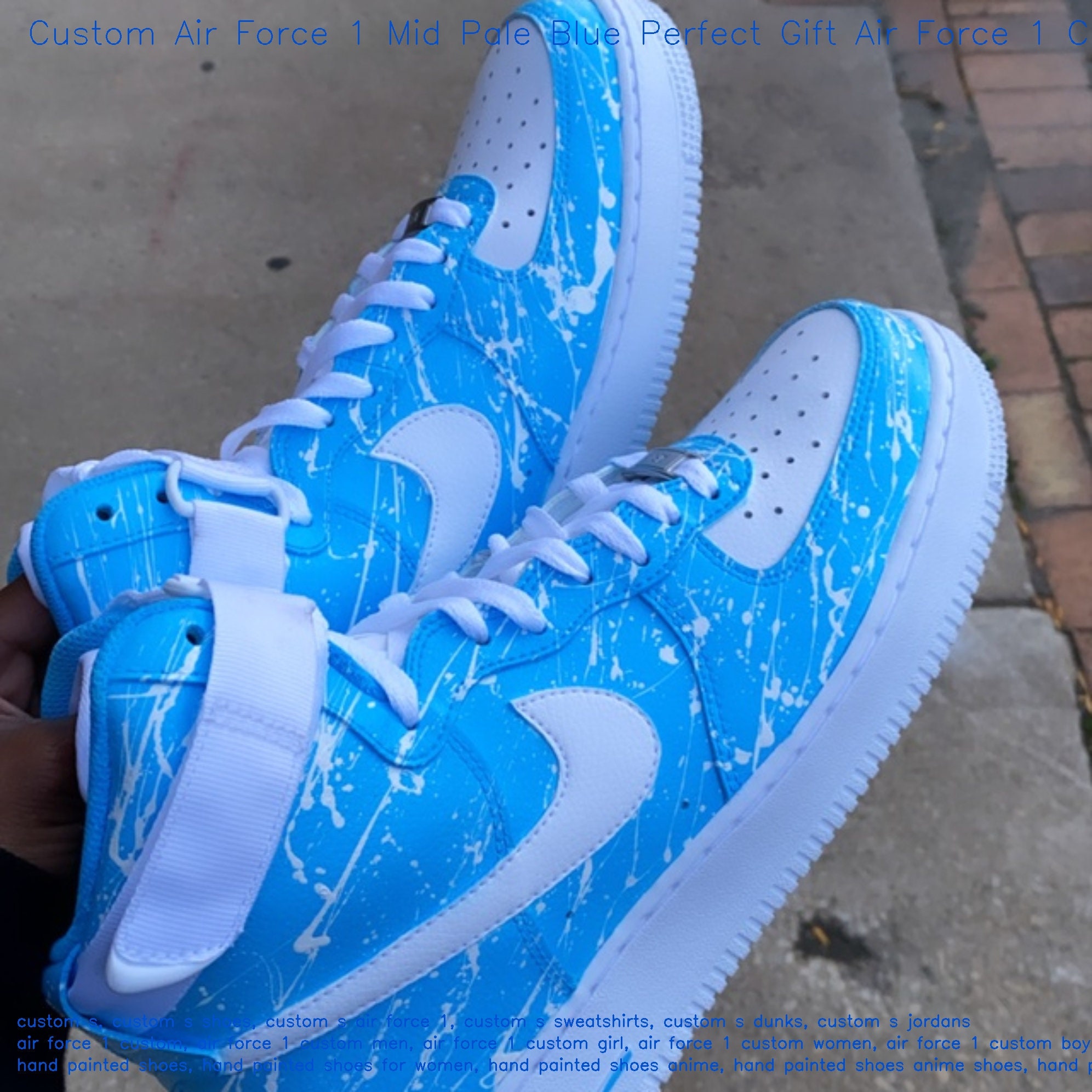 Custom Air Force 1 Mid Pale Blue Perfect Gift Air Force 1 Custombuy Now ...