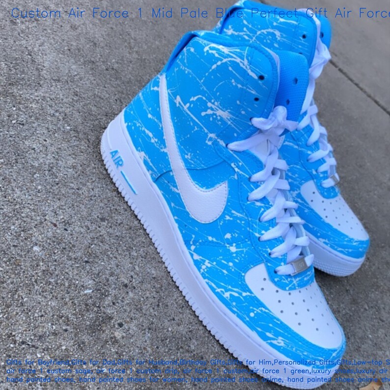 Custom Air Force 1 Mid Pale Blue Perfect Gift Air Force 1 Custombuy Now ...