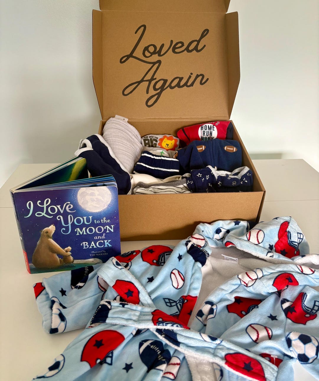 Curated Second Hand Baby Box: Varsity Sports Football Baseball Newborn ...