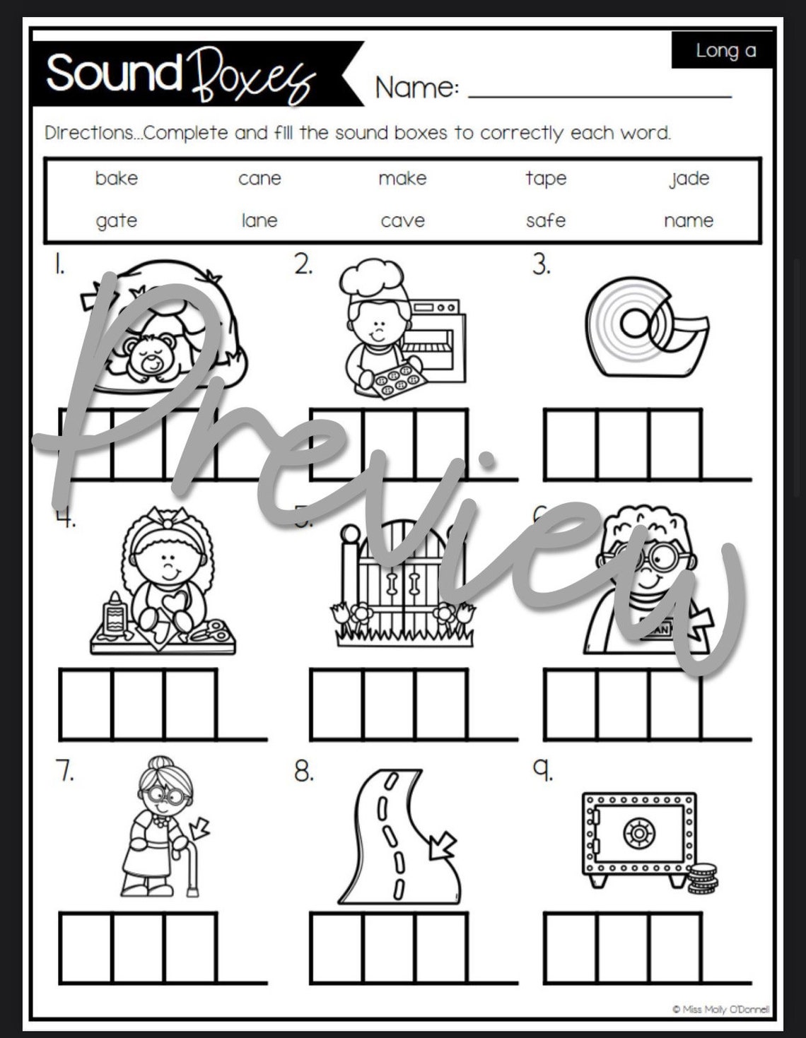 Cvce Elkonin Box Printables, Cvce Word Mapping Worksheets, Silent E ...