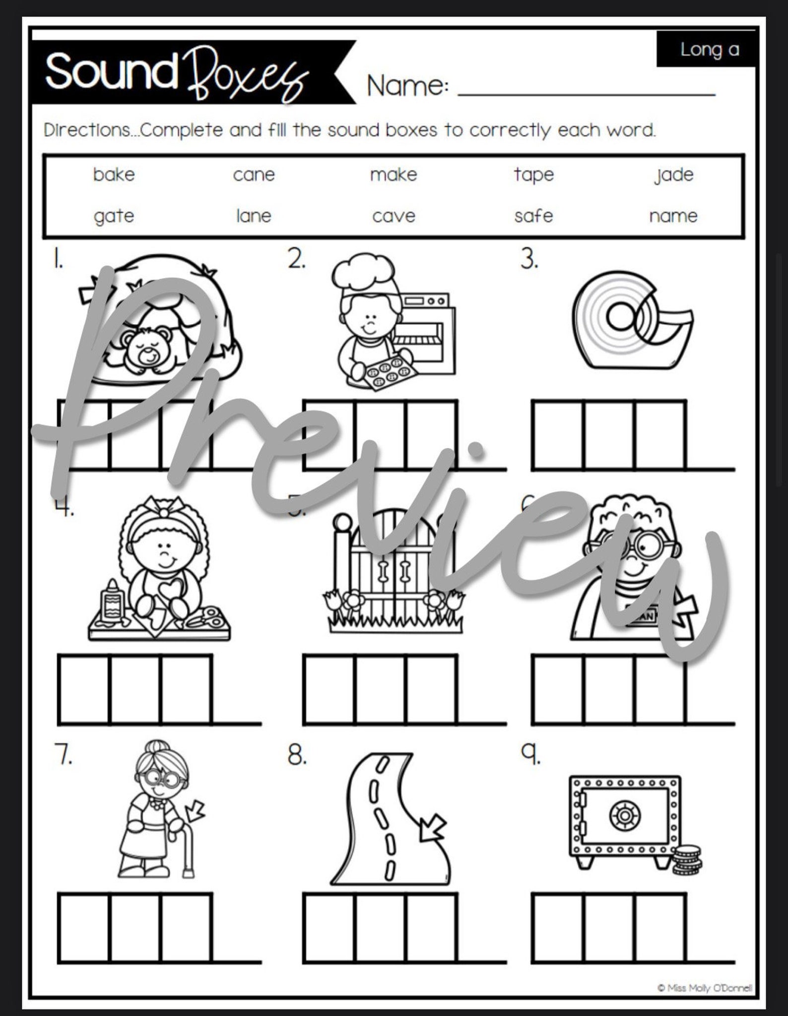 Cvce Elkonin Box Printables, Cvce Word Mapping Worksheets, Silent E ...