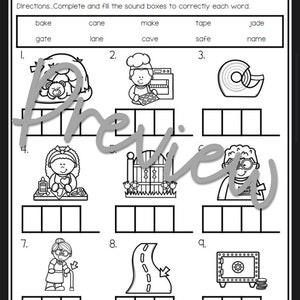 Cvce Elkonin Box Printables, Cvce Word Mapping Worksheets, Silent E ...