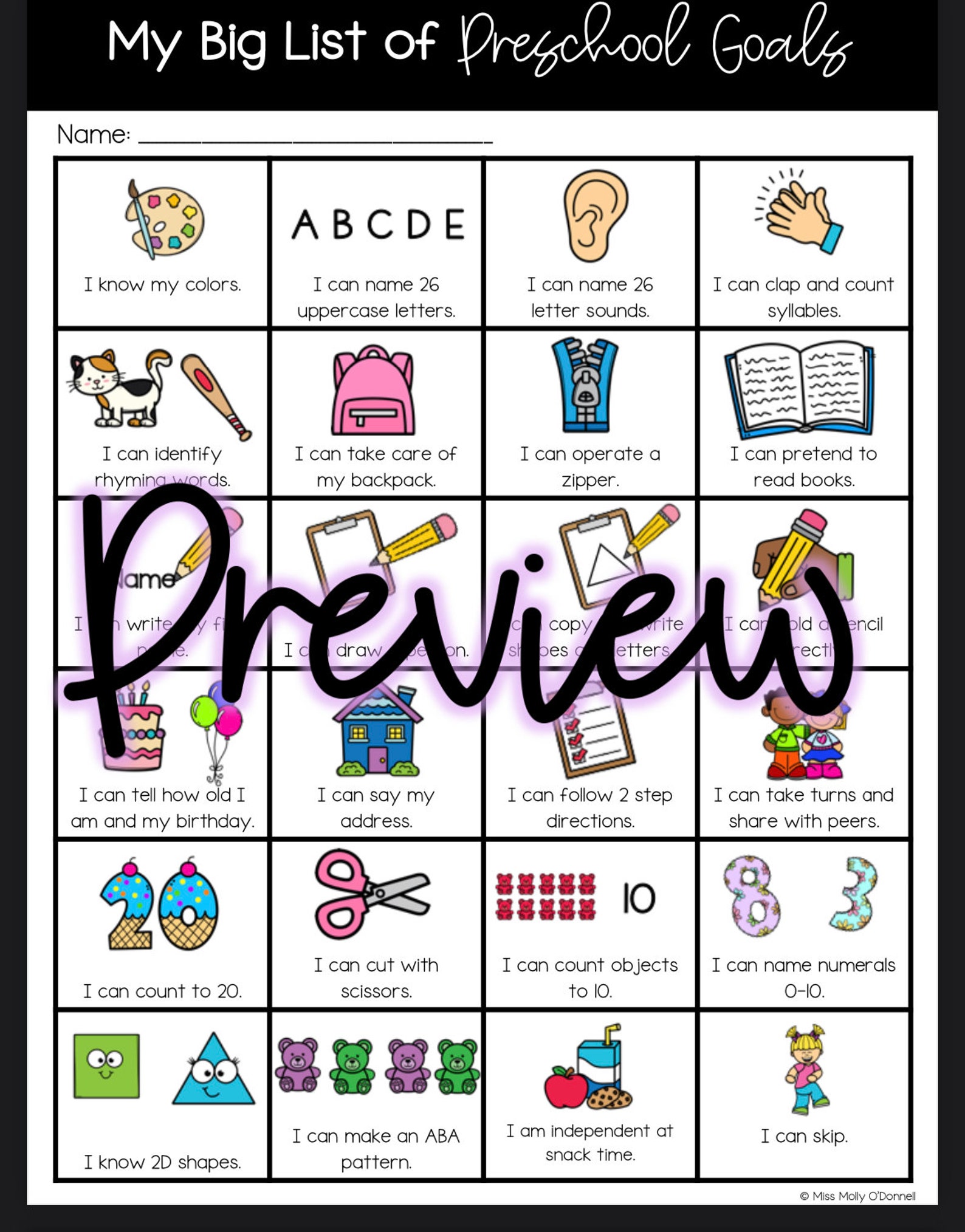 Preschool Assessment, Student Data Tracking Sheets, Data Binder ...