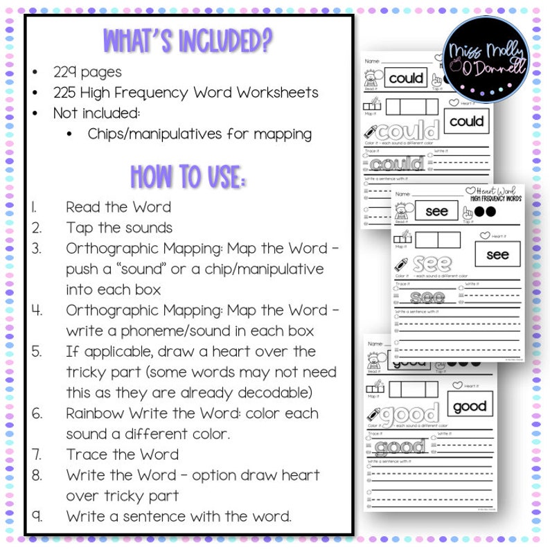 Kindergarten Sight Word Printables, Home School Heart Word Mapping ...
