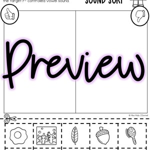 1st Grade R Controlled Vowel Sort Reading Worksheets; Ar, Or, Ir/er/ur ...