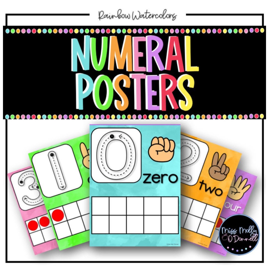 Ten Frame Number Posters: Watercolor Classroom Decor for Homeschool ...