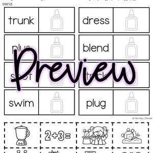 Phonics Blends Reading Worksheet for Kindergarten Reading Printable for ...