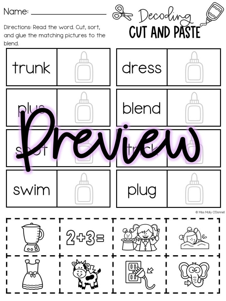 Phonics Blends Reading Worksheet for Kindergarten Reading Printable for ...