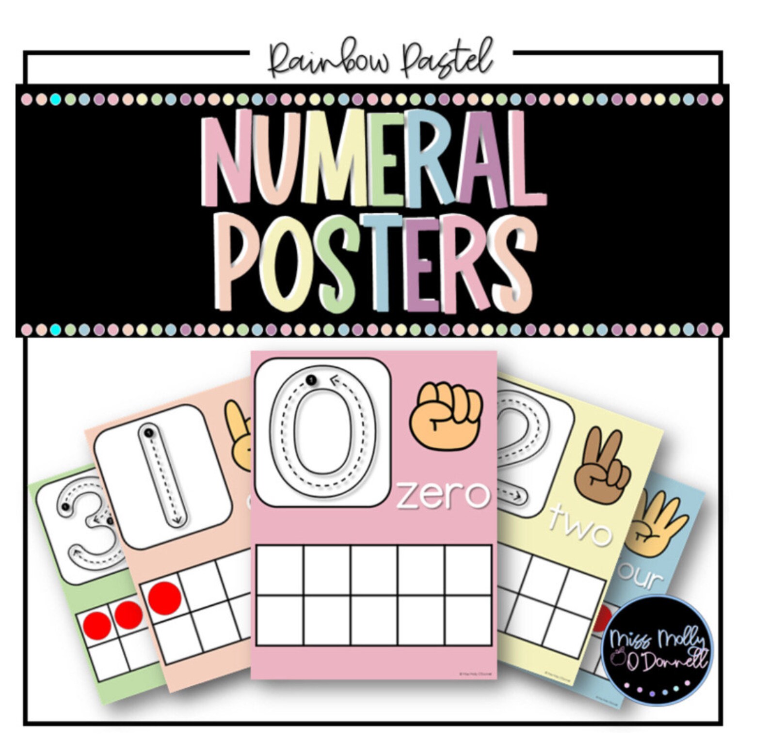 Ten Frame Number Posters 0-20: Rainbow Pastel Classroom Decor, Boho ...