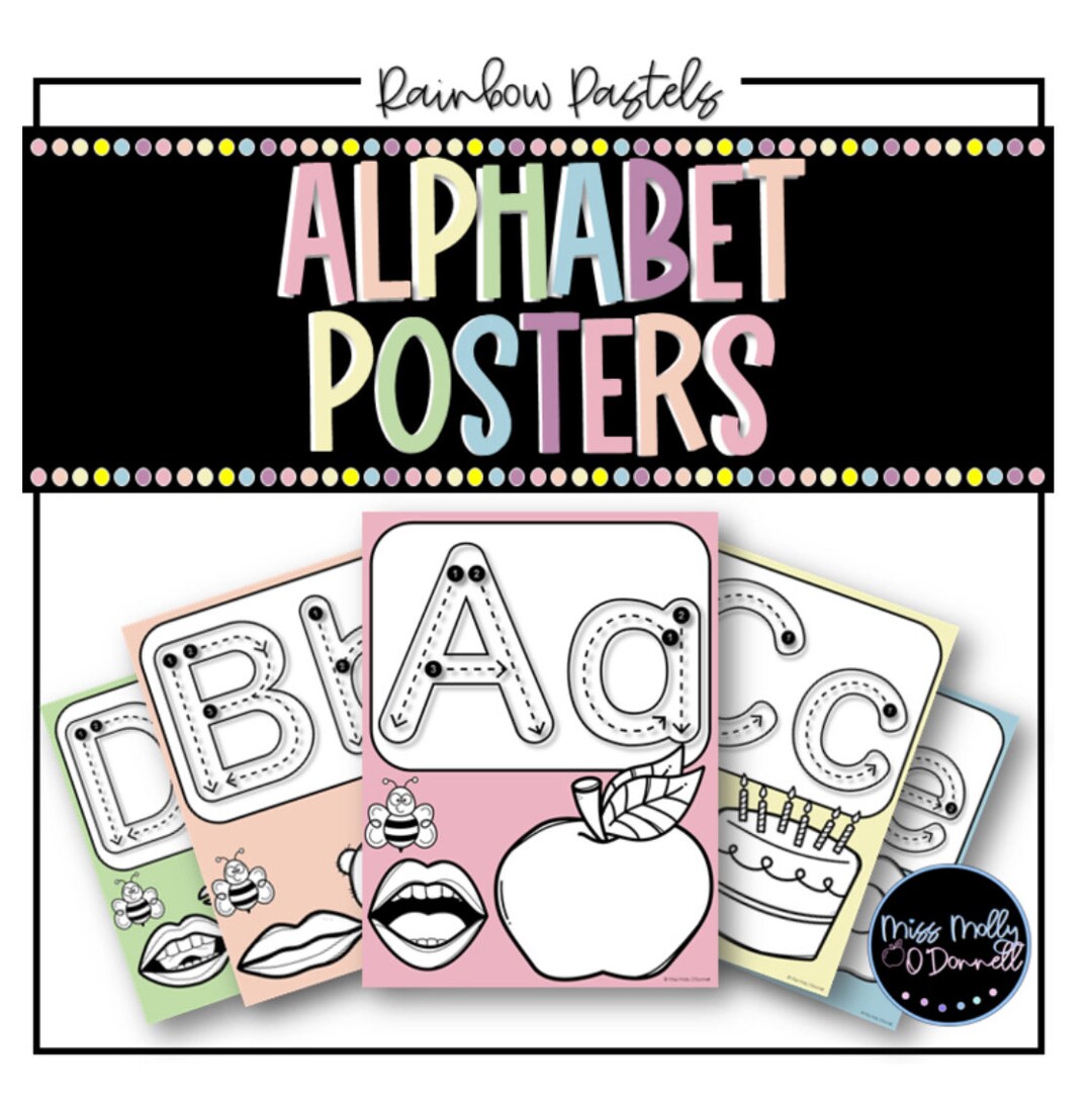 Rainbow Pastel Classroom Decor, Kindergarten Alphabet Posters ...