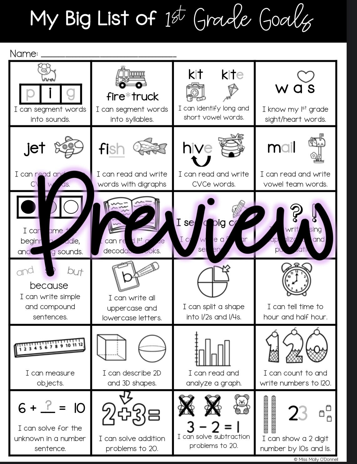 First Grade Assessment, Student Data Tracking Binder, 1st Grade Binder ...