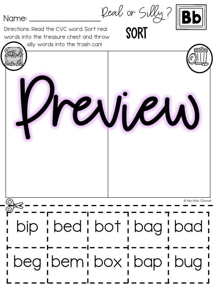 CVC Decoding Words Worksheets, CVC Reading Activities, Kindergarten ...