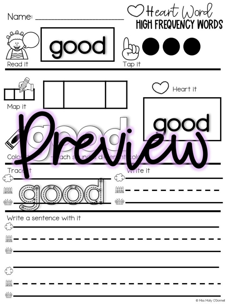 Kindergarten Sight Word Printables, Home School Heart Word Mapping ...