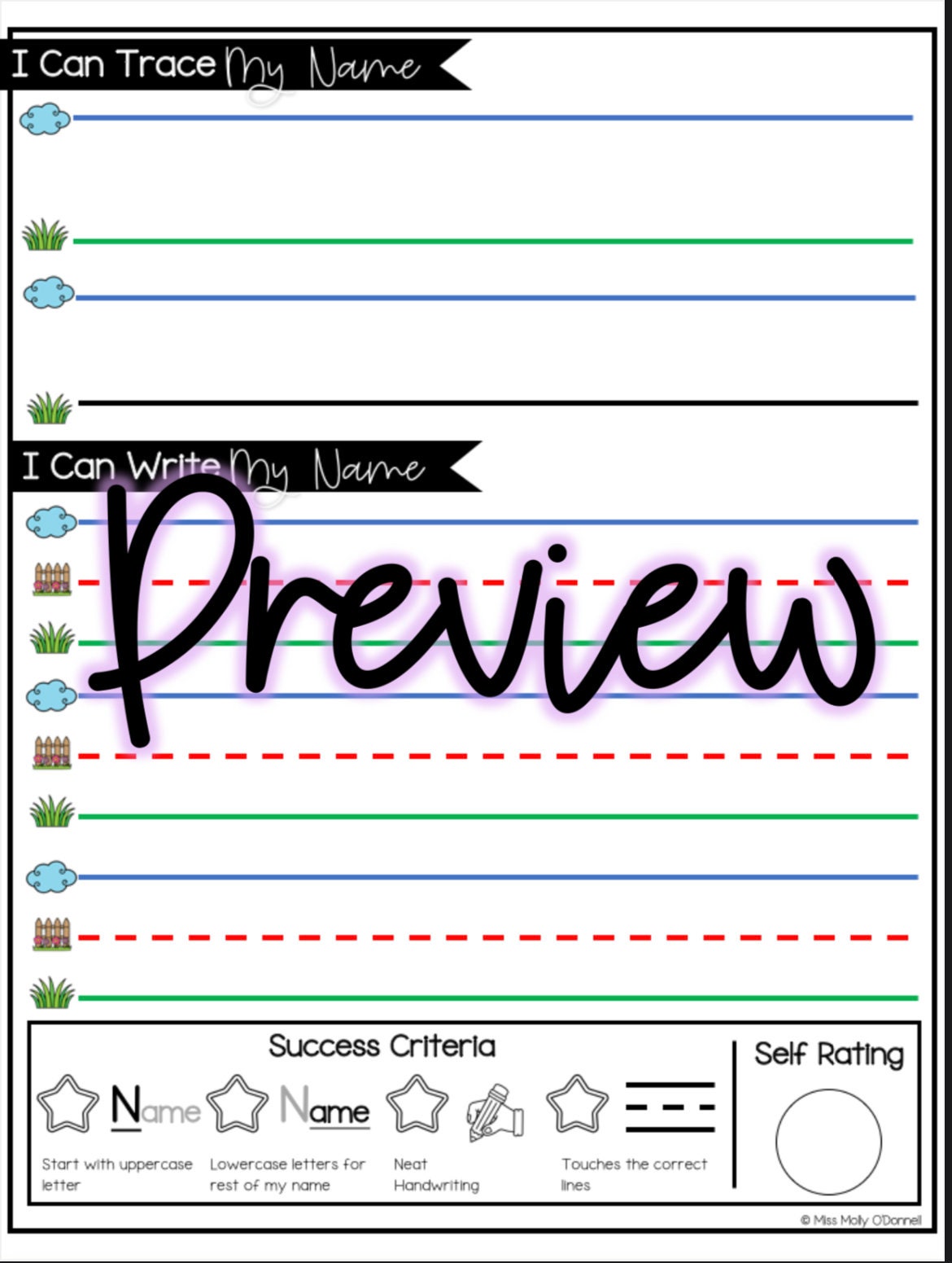 Kindergarten Name Writing Practice Sheet, Editable Preschool Writing ...