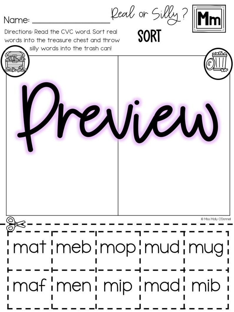 CVC Decoding Words Worksheets, CVC Reading Activities, Kindergarten ...